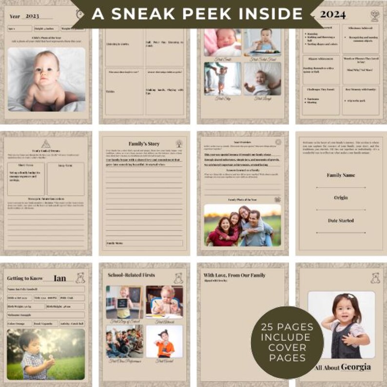 Editable Family & Kids Memory Book Template – Printable Retro Milestone ...