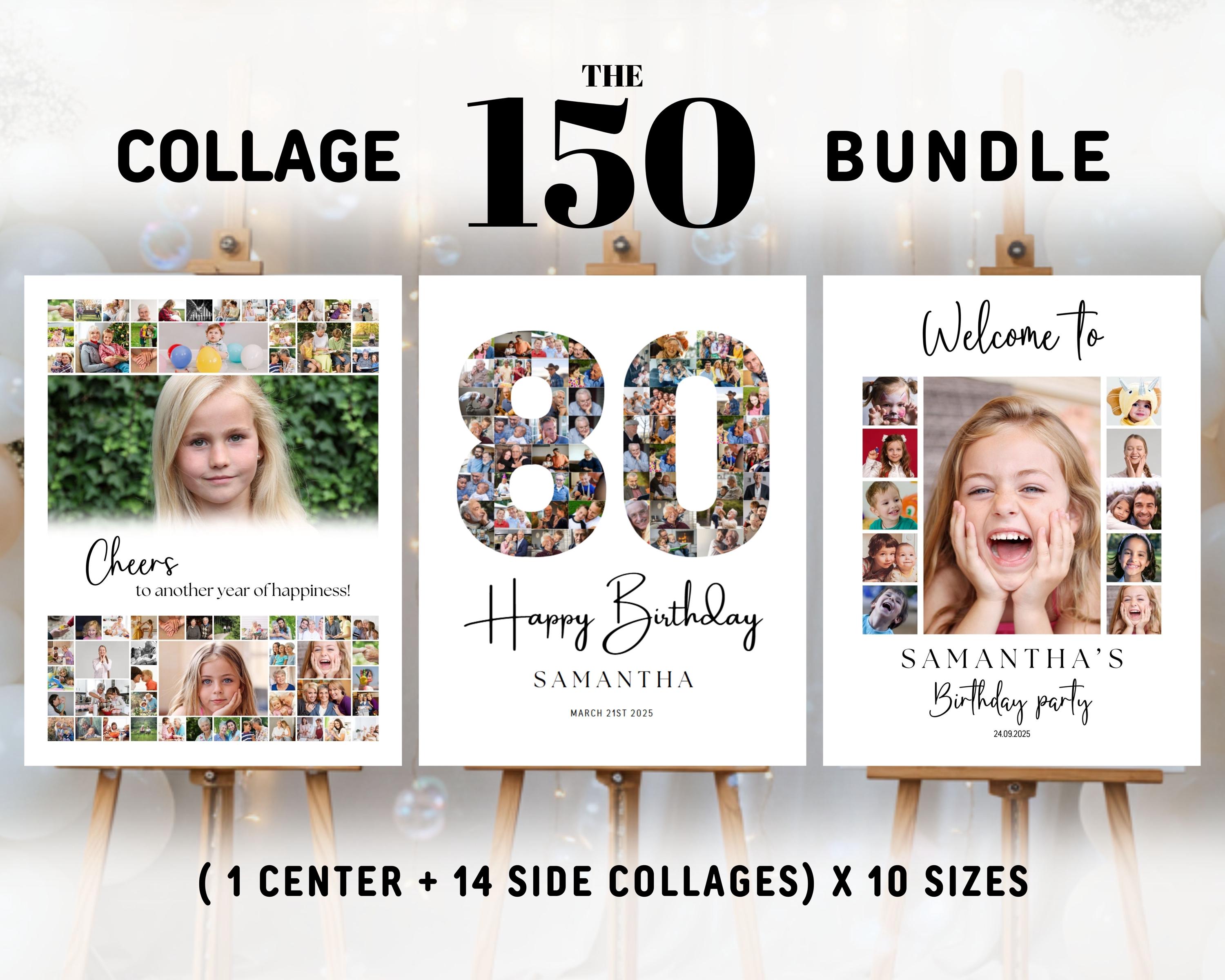Editable 80th Birthday Photo Collage Welcome Sign (digital Download ...
