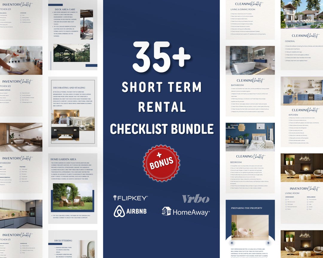 2025 Short Term Rental Checklist Bundle, Editable Airbnb Cleaning ...