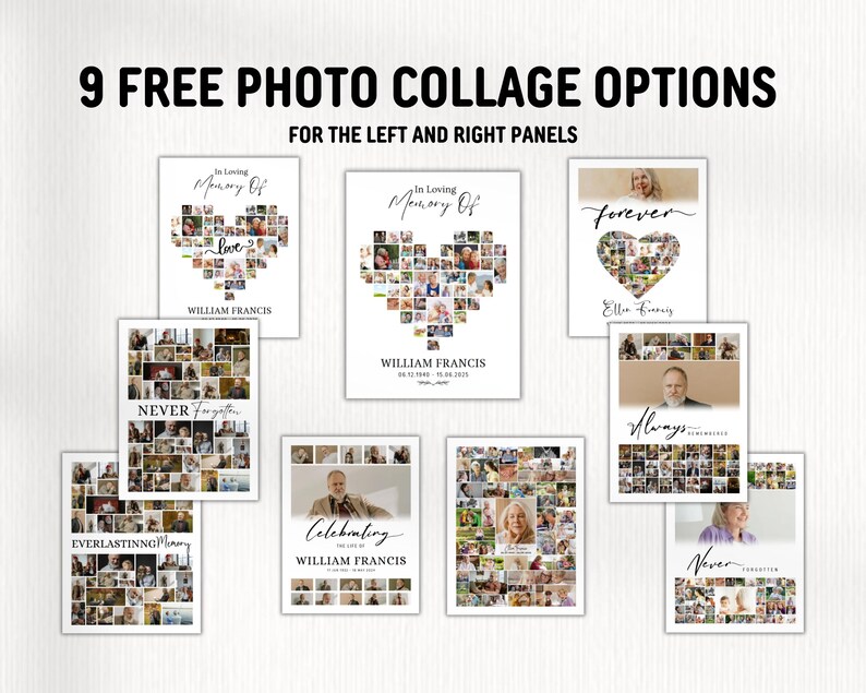 Editable Funeral Photo Collage Poster for Grandpa, Memorial Sign, 10 ...