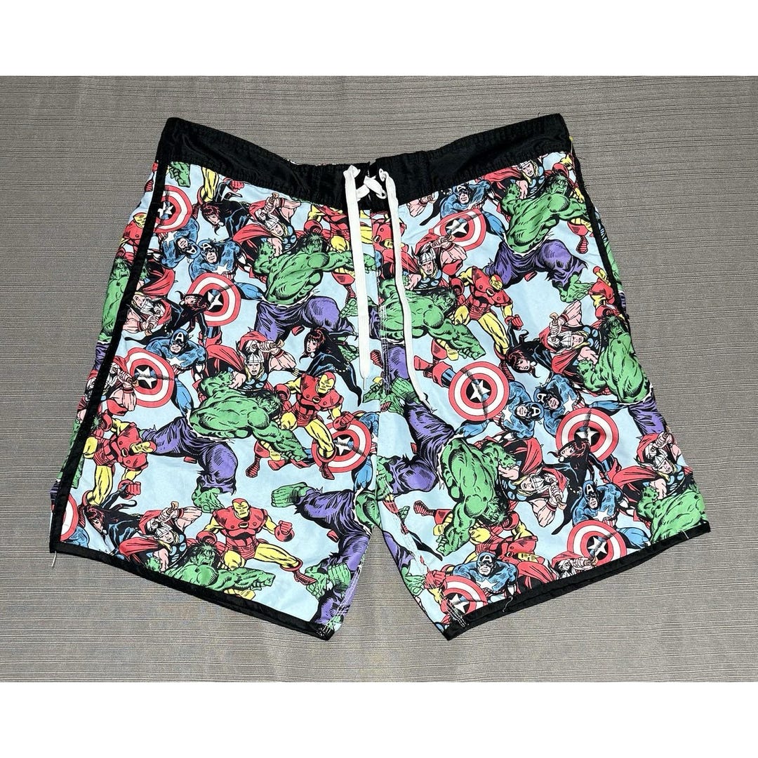 Marvel Avengers Ironman Hulk Thor Captain America Swim Trunks Men's 2XL ...