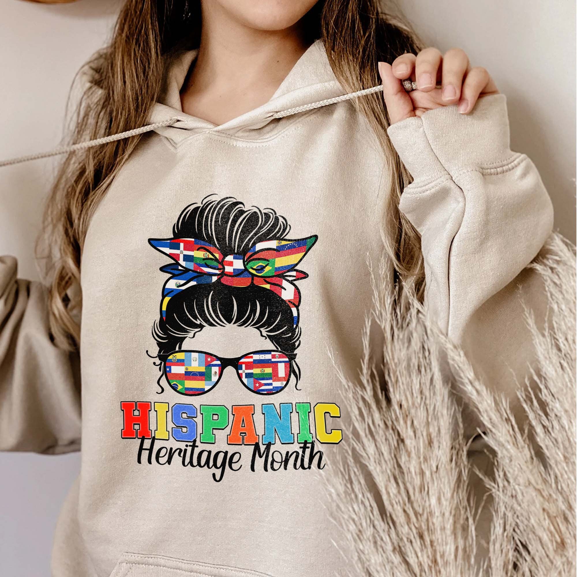 National Hispanic Heritage Month Latin Flags Messy Bun Sweatshirt Sold