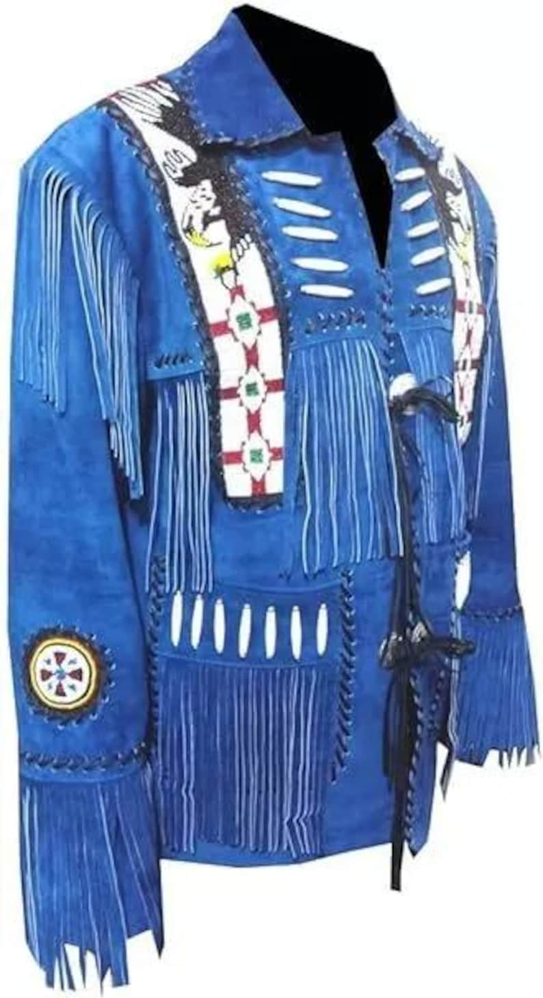 Handmade Traditional Beaded Men’s Western Cowboy Suede Fringe Jacket ...