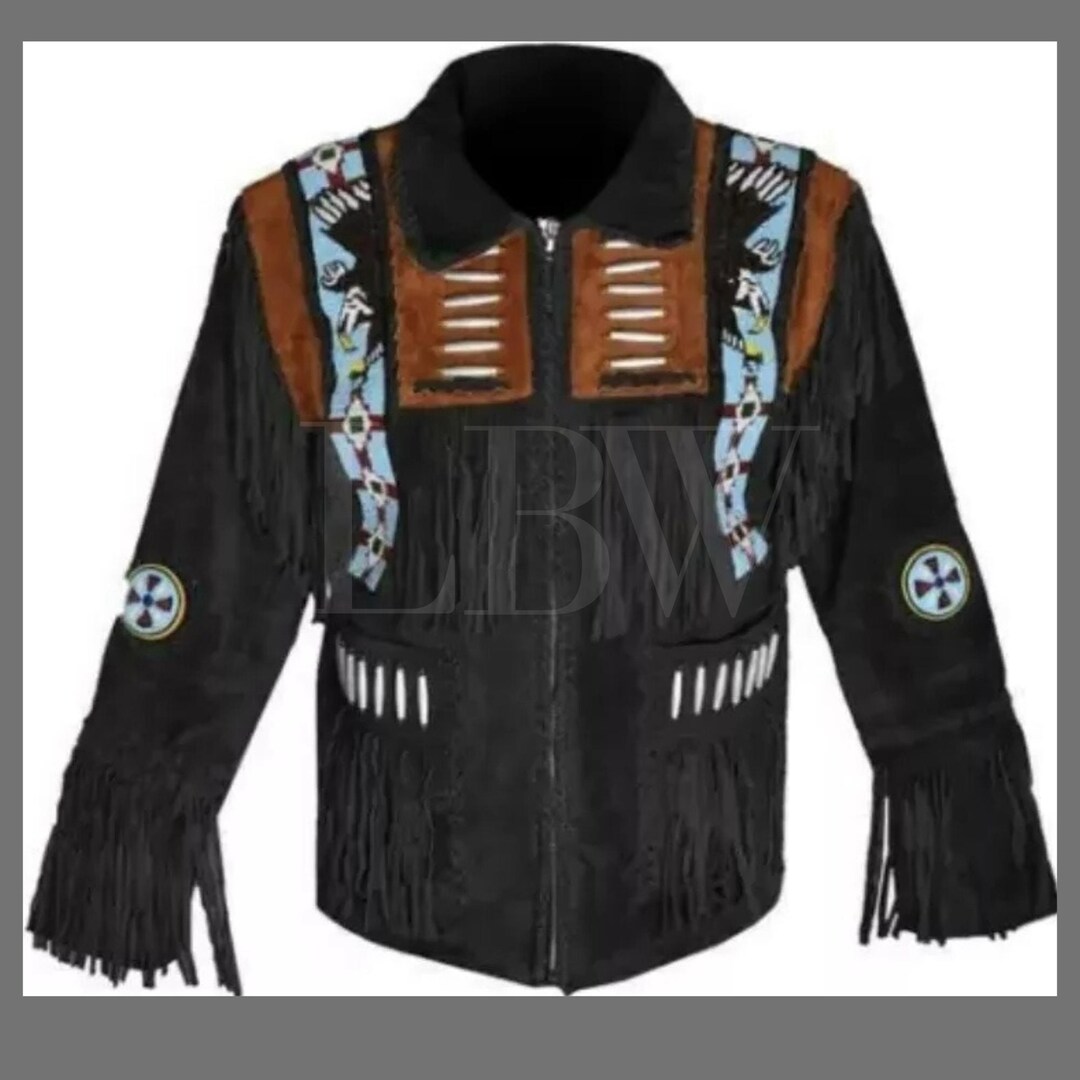 Handmade Traditional Beaded Men’s Western Cowboy Suede Fringe Jacket ...