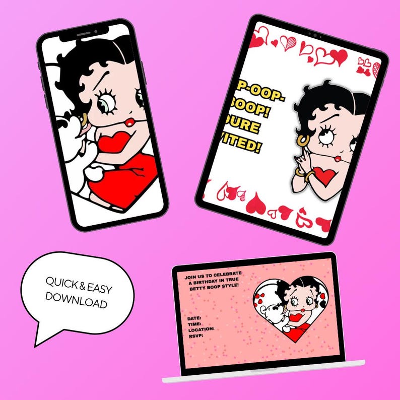 Betty Boop Birthday Invitation - Etsy