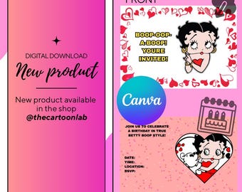 Editable Betty Boop Birthday Invitation, Red Leopard Birthday, Girls ...