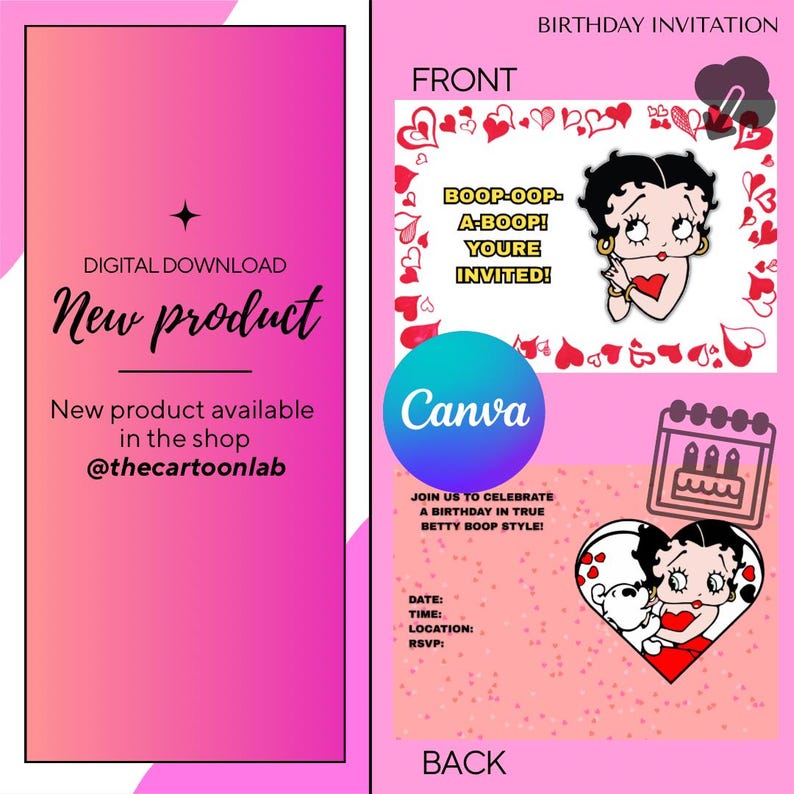Betty Boop Birthday Invitation - Etsy