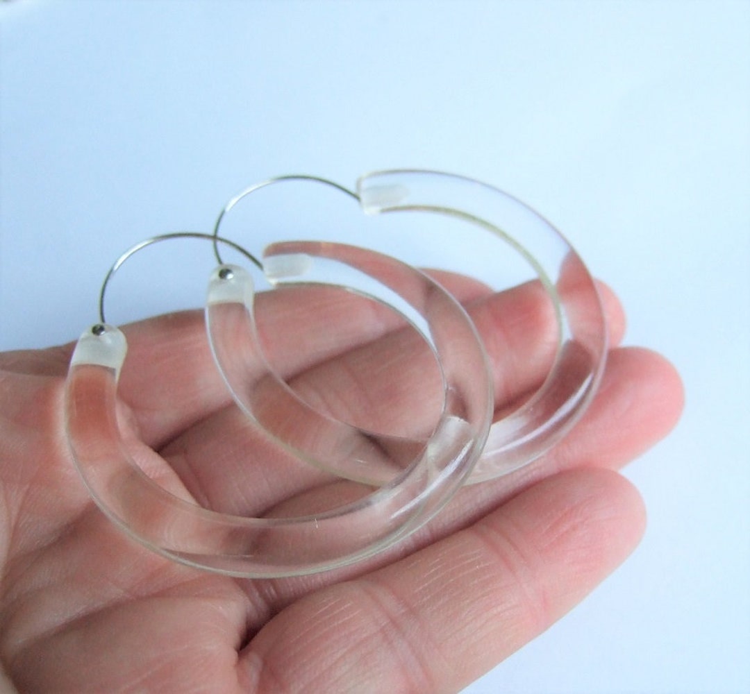 Clear Lucite Hoop Earring,45mm,circle Hoop Earring,clear Earring,gift ...