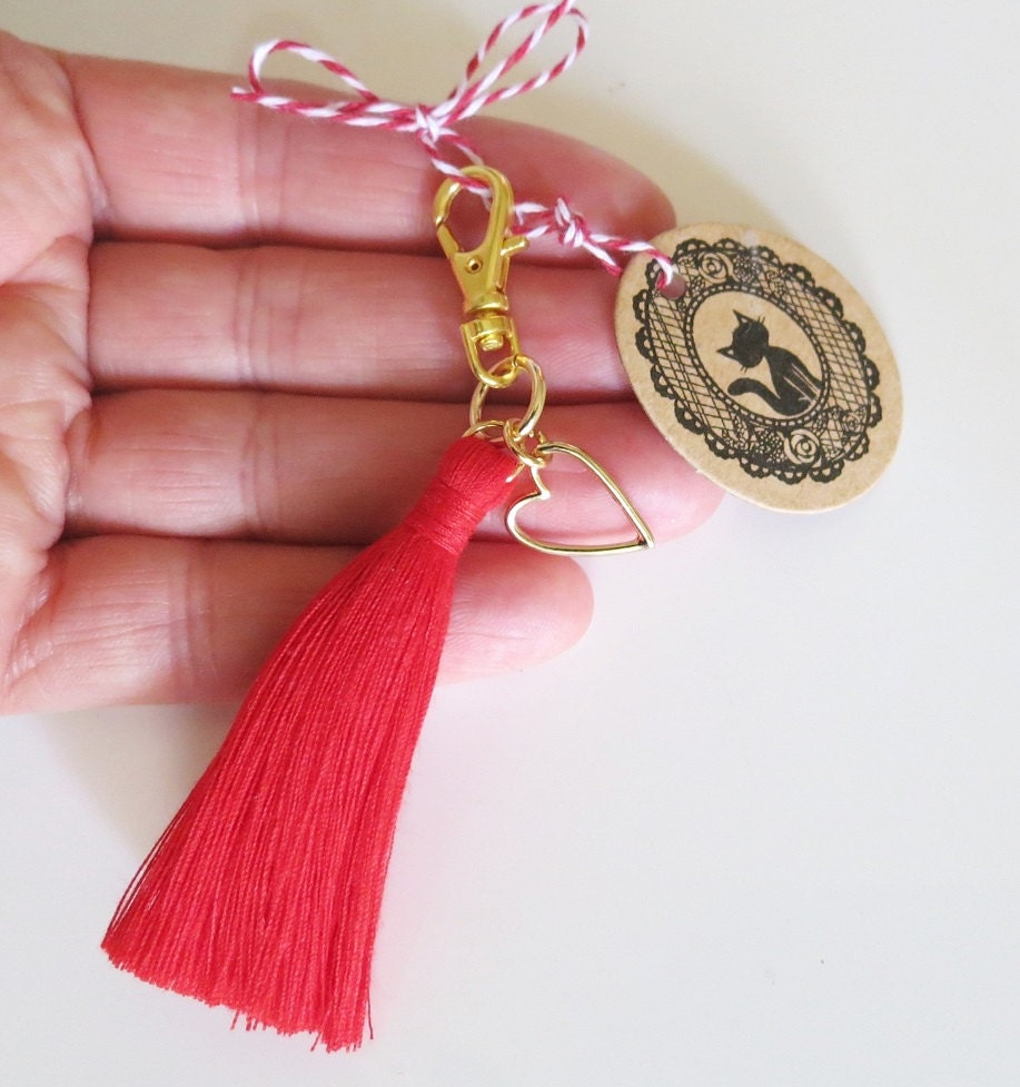 Holiday Gift Idea,red Tassel Charm,small Tassel Keychain,purse Charm ...
