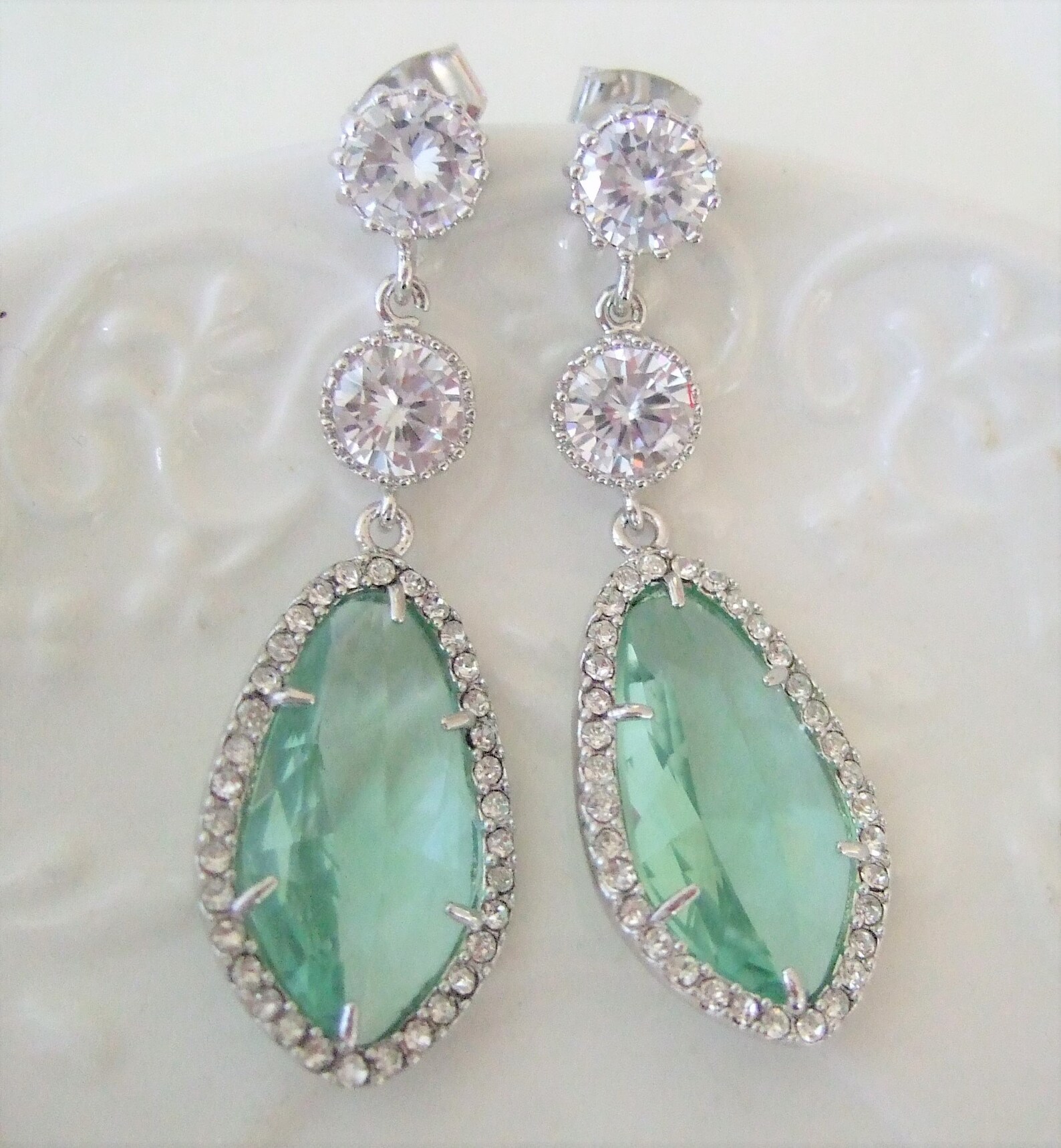 Green Erinite Earringchandelier Earringsstatement Crystal - Etsy