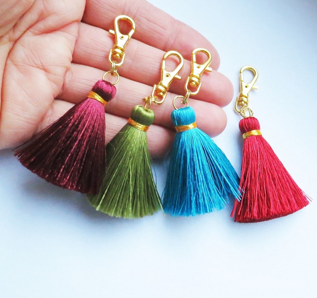 Holiday Gift Idea,small Tassel Keychain,purse Charm,silk Tassel Keyring ...