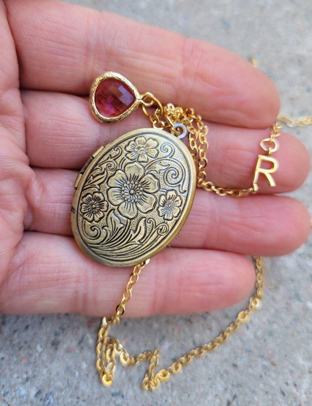 Letter Locket Birthday Necklace,personalized Birthstone and Initial ...