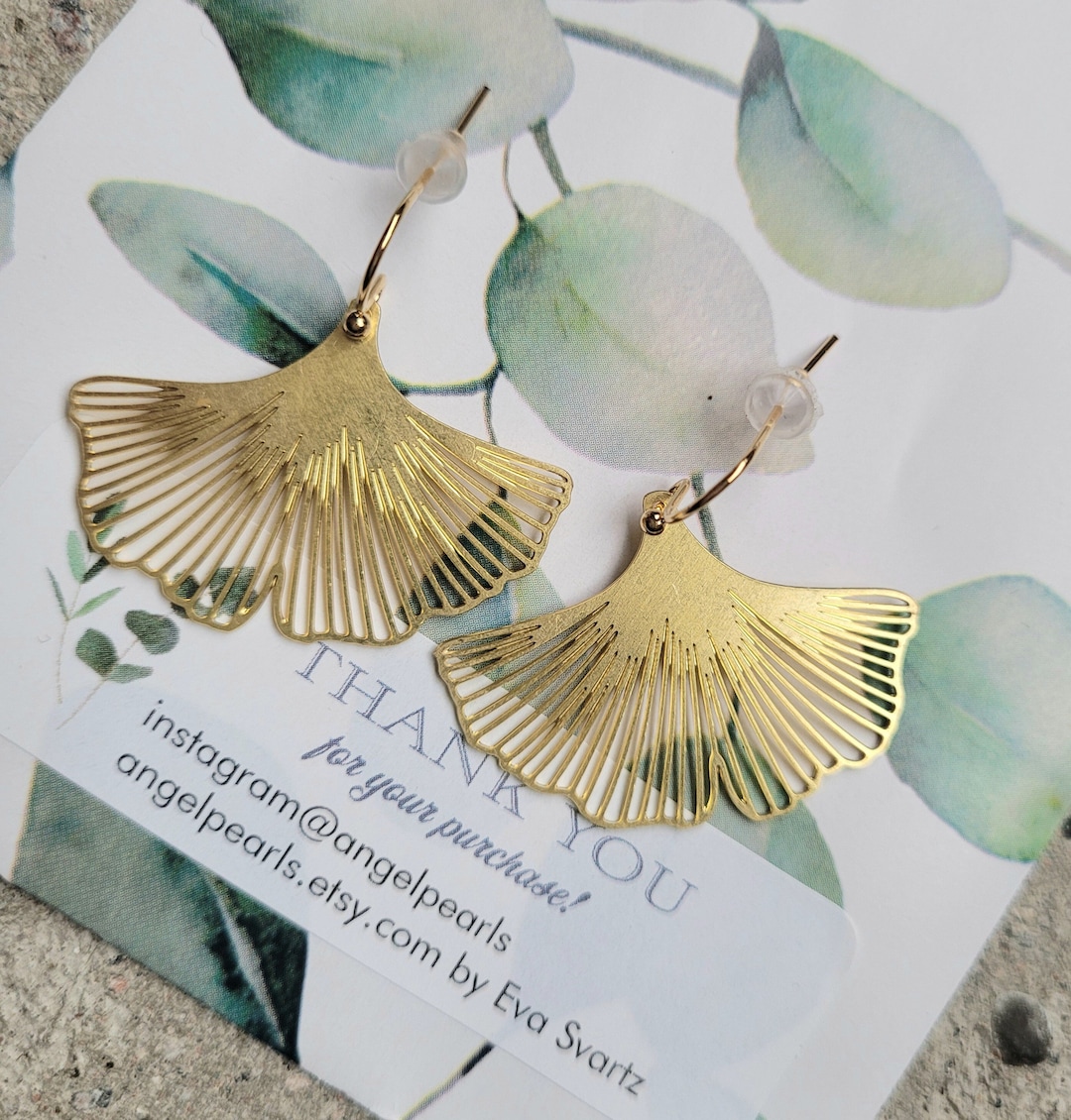 Raw Brass Ginkgo Leaf Earring,gold Ginkgo Earrings,holiday Gift,mother ...