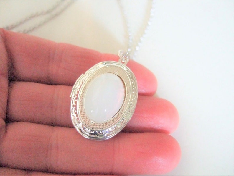 Secret Message Locket Necklace,october's Birthstone,whiteopal Locket ...