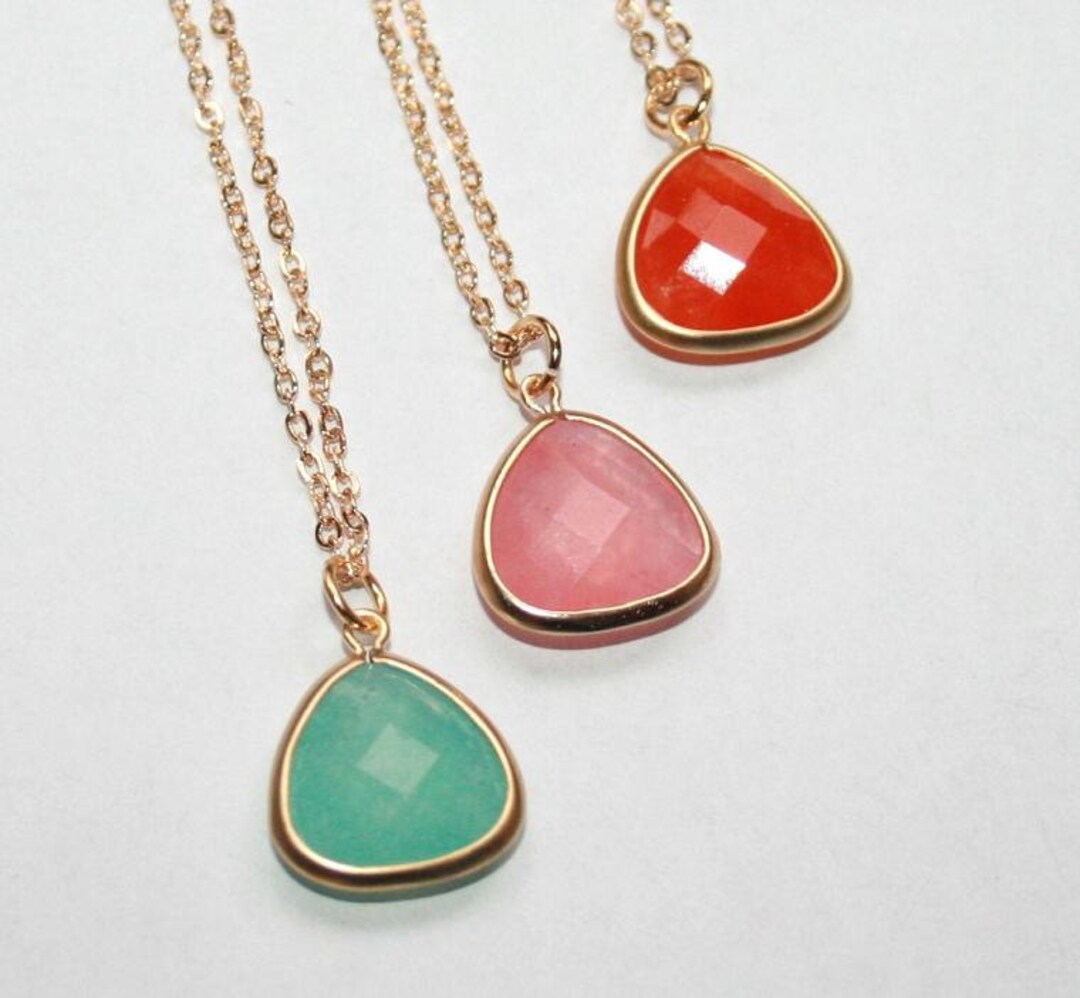 Jade Drop Necklace in Glass,gift to Her,black Drop Necklace,mint ...