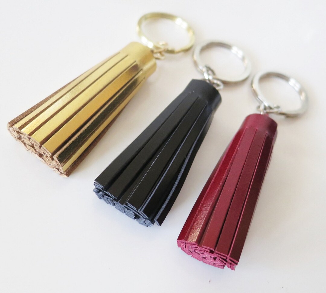 Gold Metallic Leather Key Chain Tassel,holiday Gift Idea,gold Bag ...