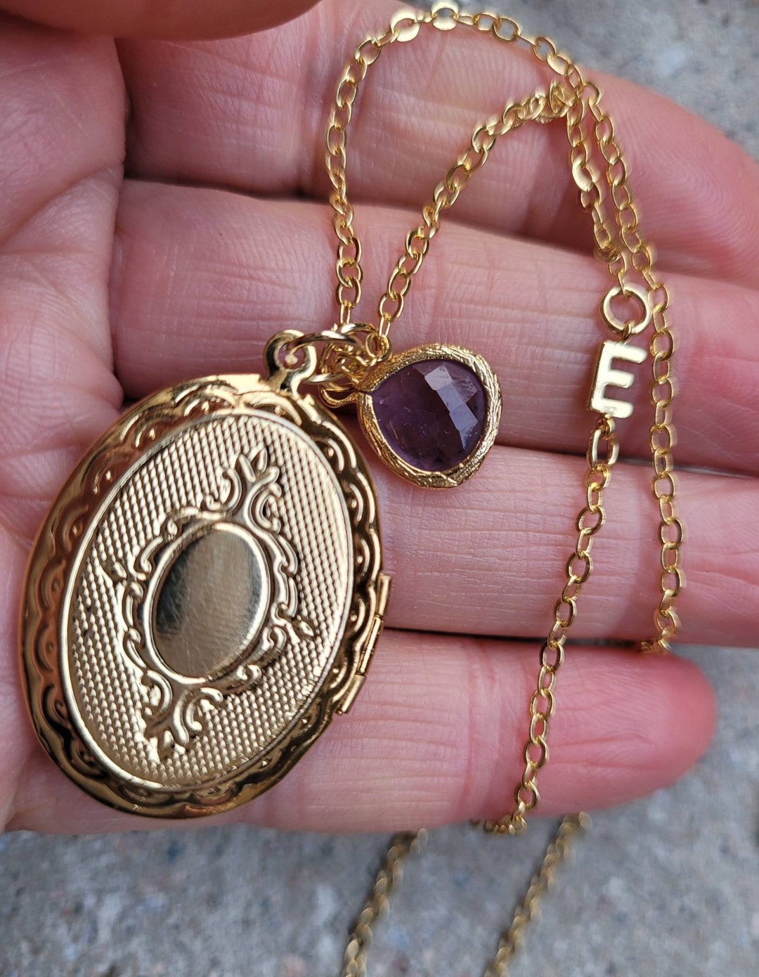 Custom Letter Locket Necklace,personalized Birthstone Initial Necklace ...