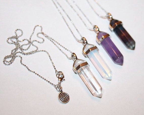 Quartz point NecklaceNatural Crystal NecklaceAmethyst | Etsy