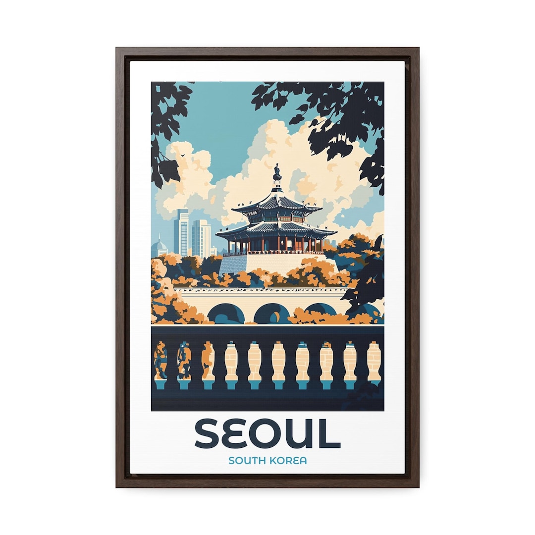 Seoul South Korea Canvas Poster Retro Cityscape Wall Art Traditional ...