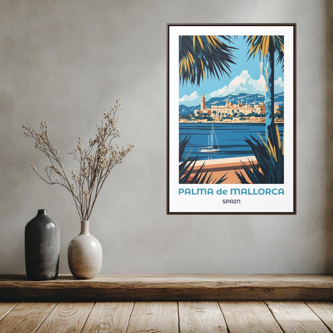 Palma De Mallorca Spain Travel Poster Retro Coastal Wall Art ...