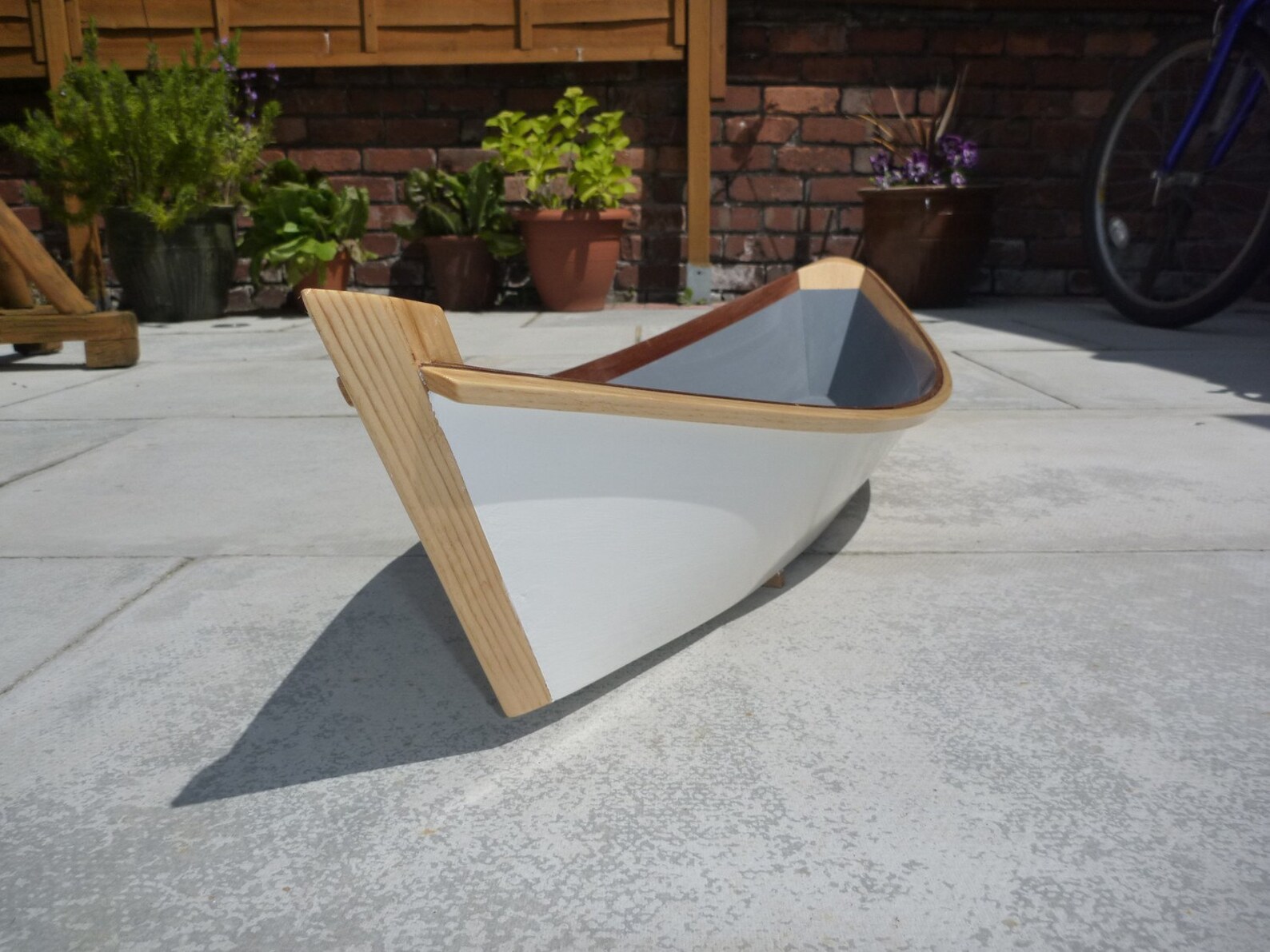 Beautiful Wooden Boat Planter or Hanging Basket | Etsy