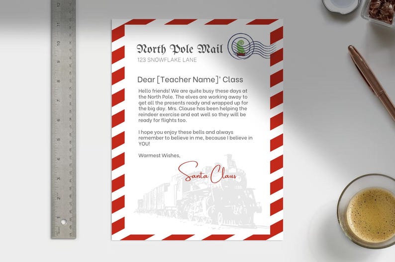 Polar Express Classroom Bell Gift Letter Template | Instant Download ...
