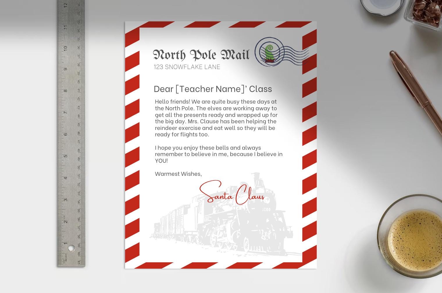 Polar Express Classroom Bell Gift Letter Template | Instant Download ...