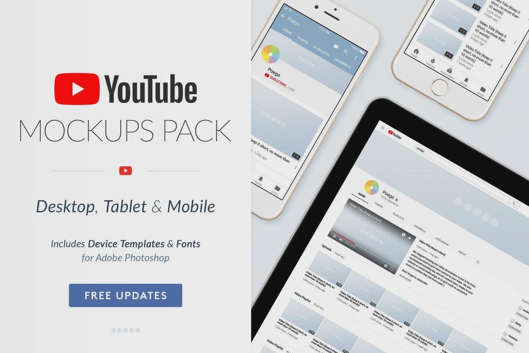 Youtube Social Media Mockups Pack - Youtube Mockups - Channel Page ...