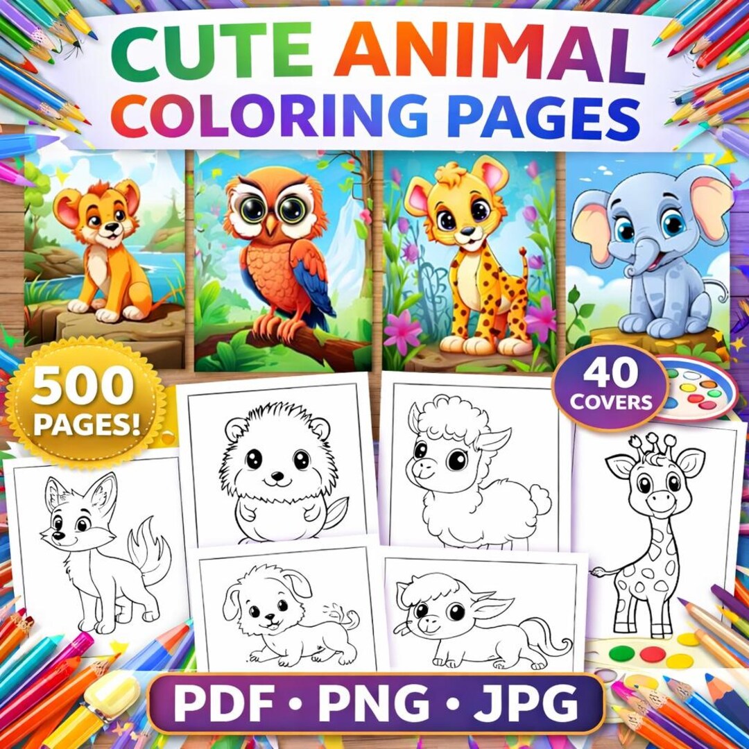 Cute Animal Coloring Book for Kids | Cute Animal Coloring for Adults ...
