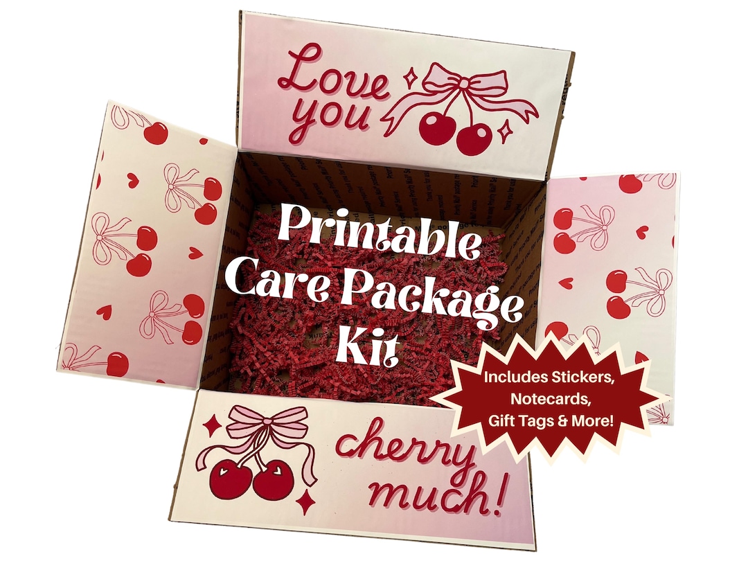 Cherry Care Package Printable Kit – Love You, Stickers, Notecards - Etsy