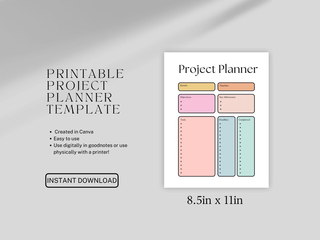 Printable Project Planner for Student Task Tracker Goal System Project ...