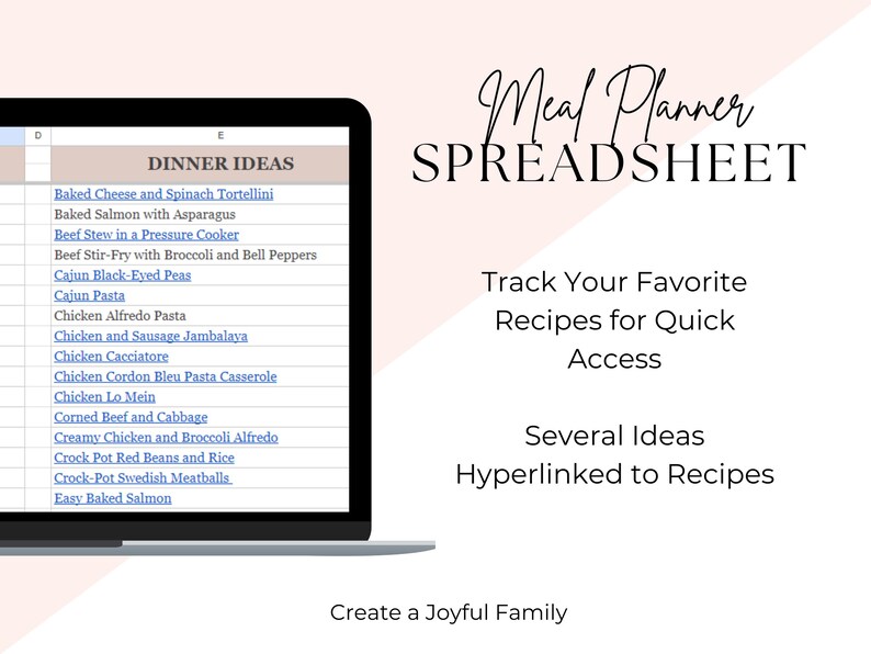Weekly Meal Planner: Google Sheets Template (digital Download) - Etsy