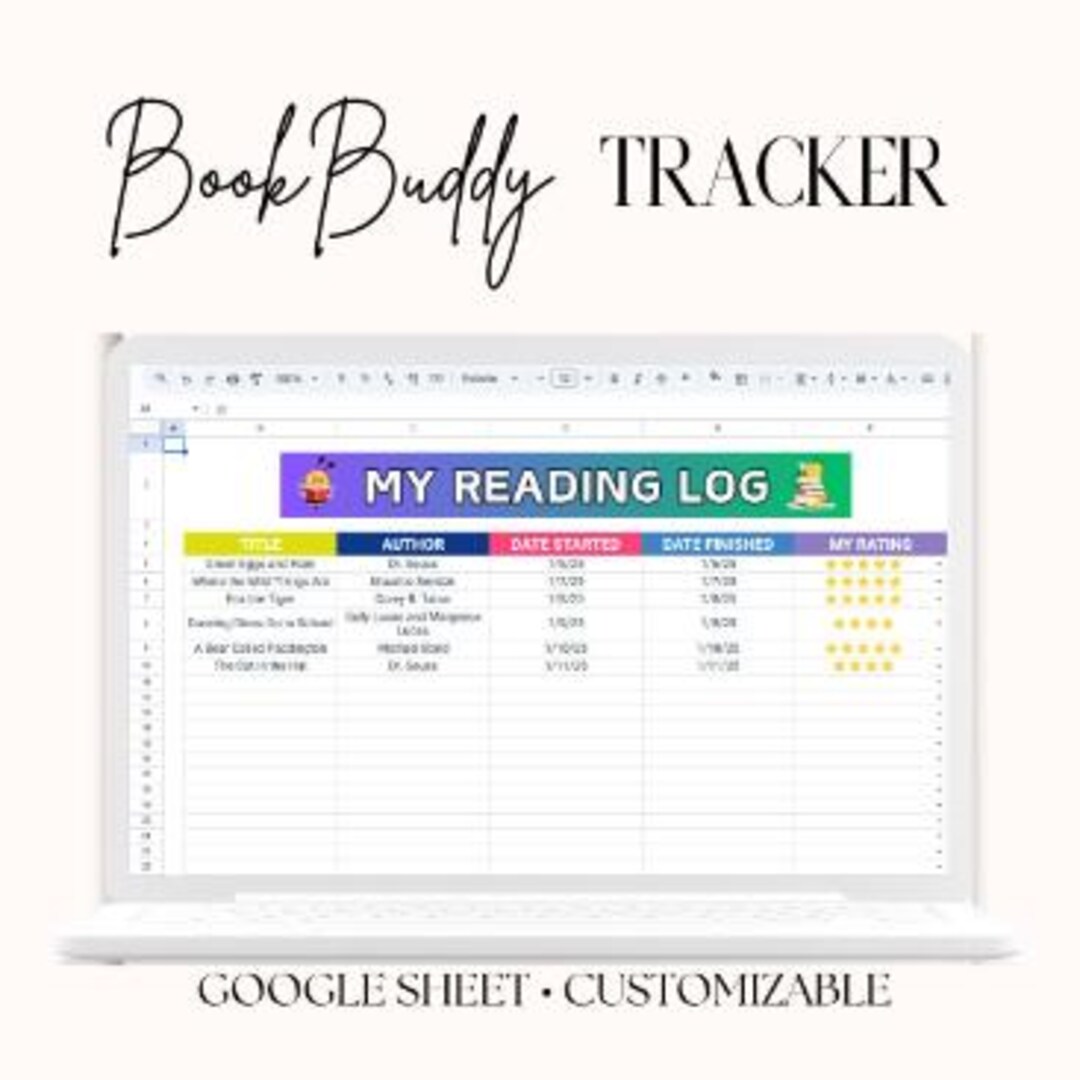 Bookbuddy Tracker for Kids | Digital Reading Log | Google Sheets Book ...