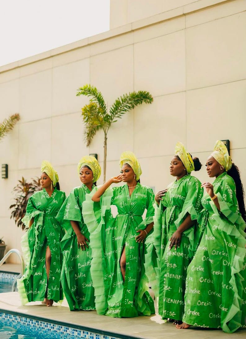 Custom Bridesmaid Tie and Dye Brocade Robe,robe for Bridesmaids and ...