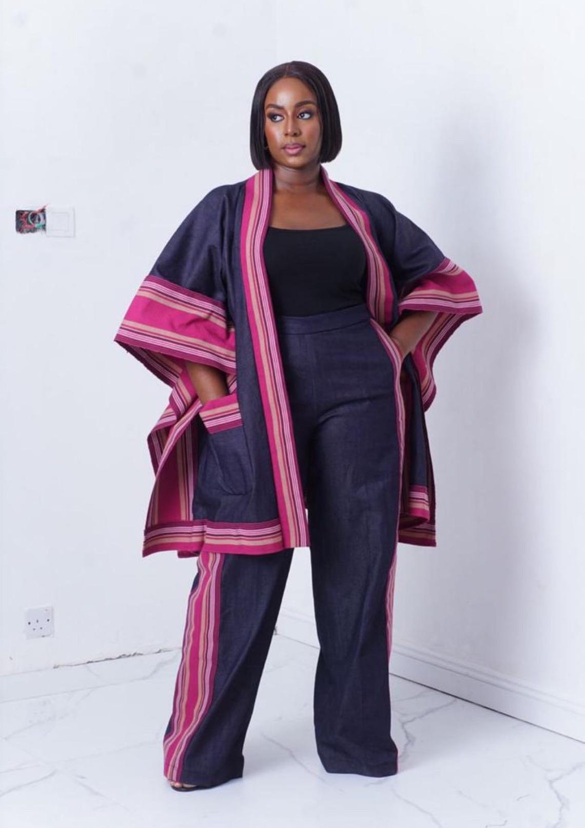 Aso Oke Kimono Two Piece |aso Oke Kimono and Trouser| Aso Oke Cover up ...