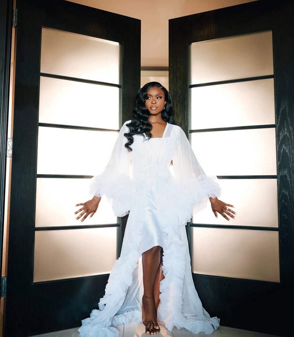 Bridal Robe, Long White Wedding Robes for Brides, Tulle Robe, Wedding ...