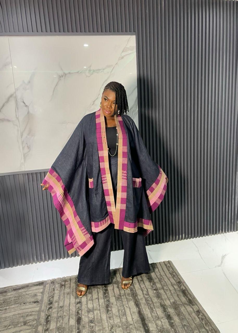 Aso Oke Kimono Two Piece |aso Oke Kimono and Trouser| Aso Oke Cover up ...
