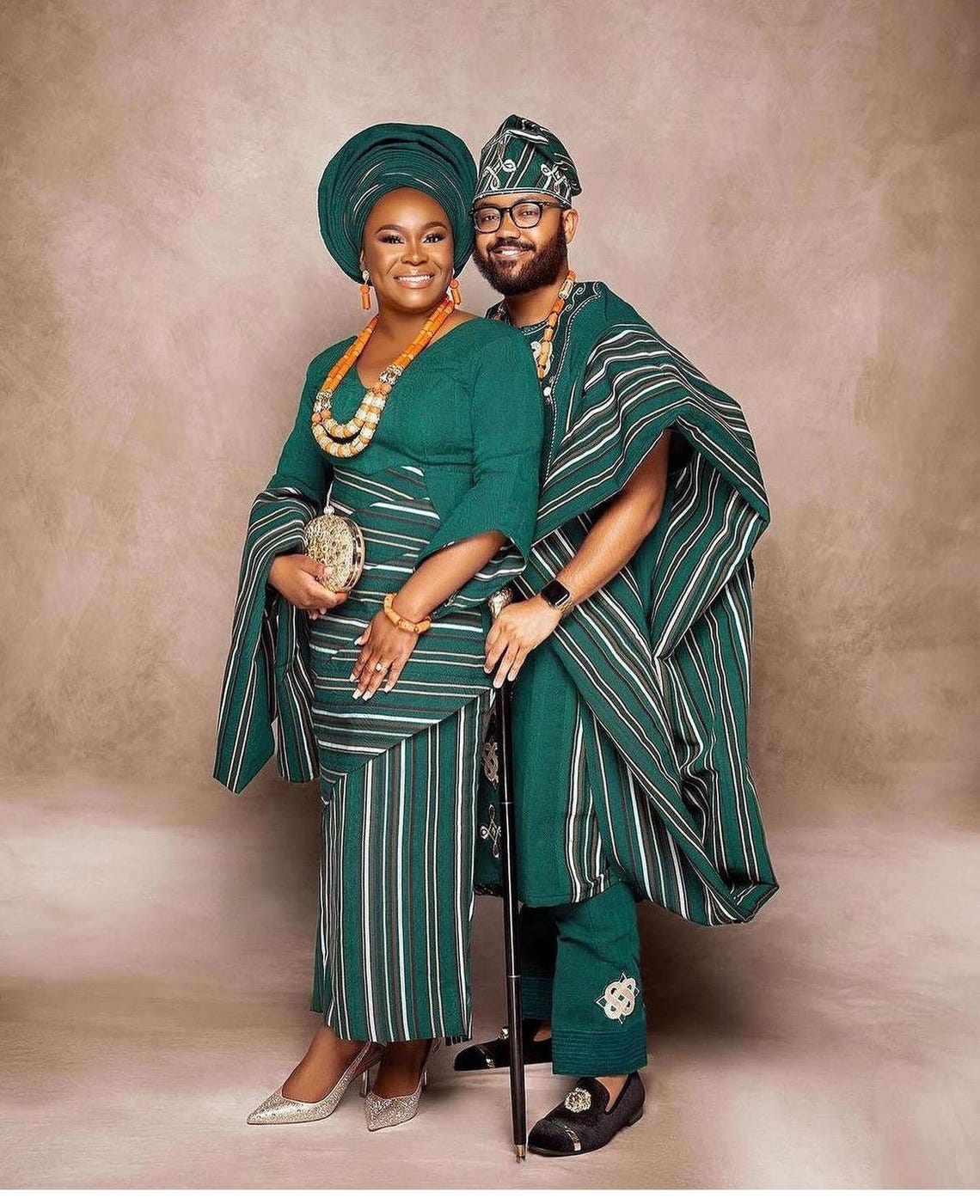 Classic Asooke Iro and Buba, Bride and Groom Aso Oke Outfits, Wedding Traditional Attire, Asooke ...