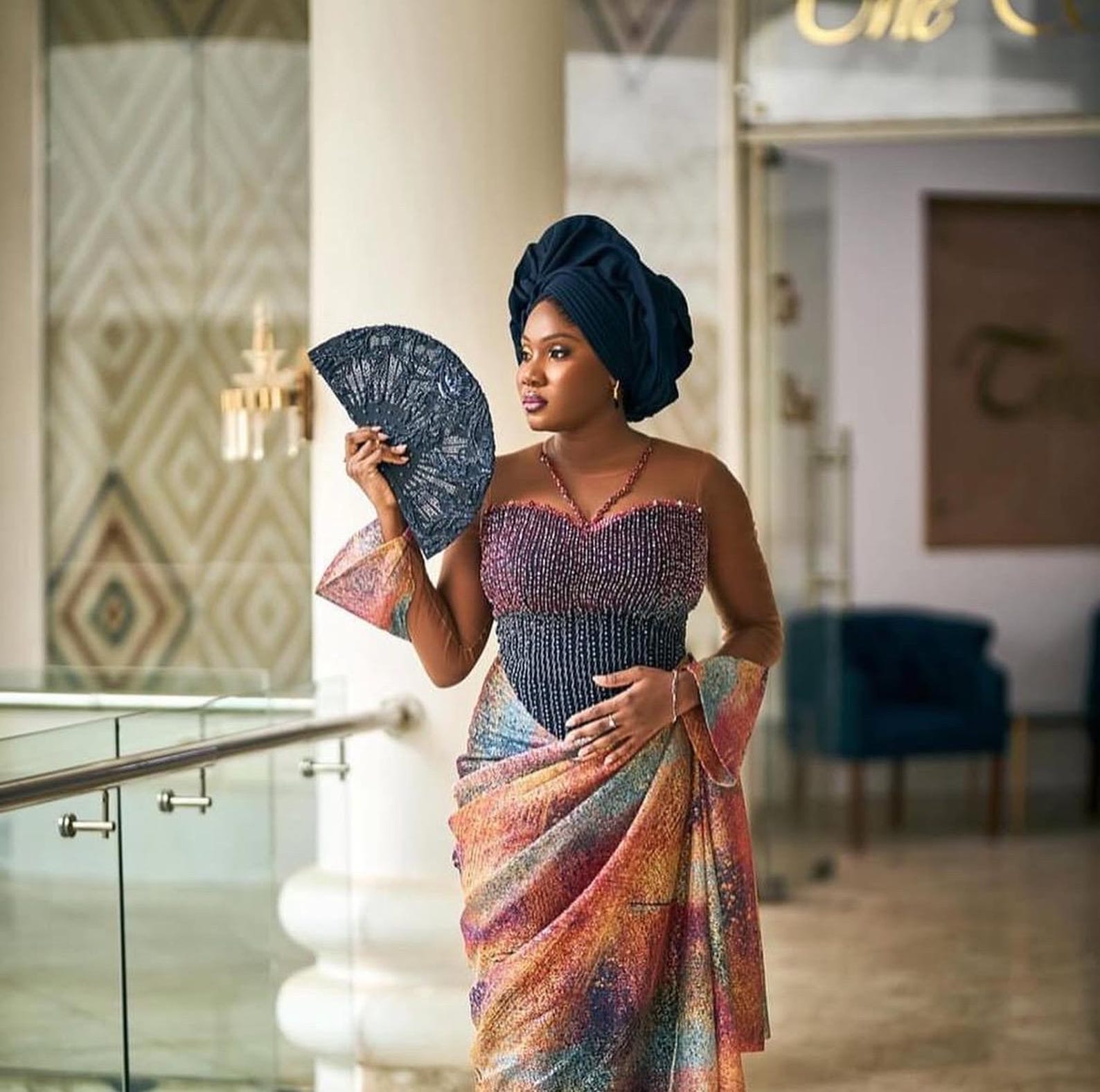 African Aso Ebi Fan, Brides Hand Fan, Traditional Wedding Brides Hand ...