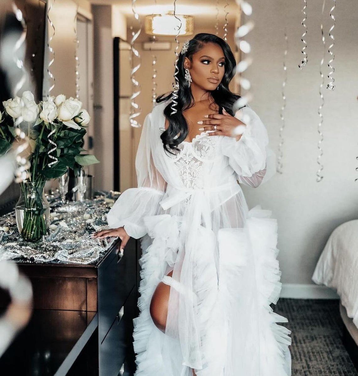 Bridal Robe, Wedding Robes for Brides, Tulle Robe, Wedding Day Robe ...