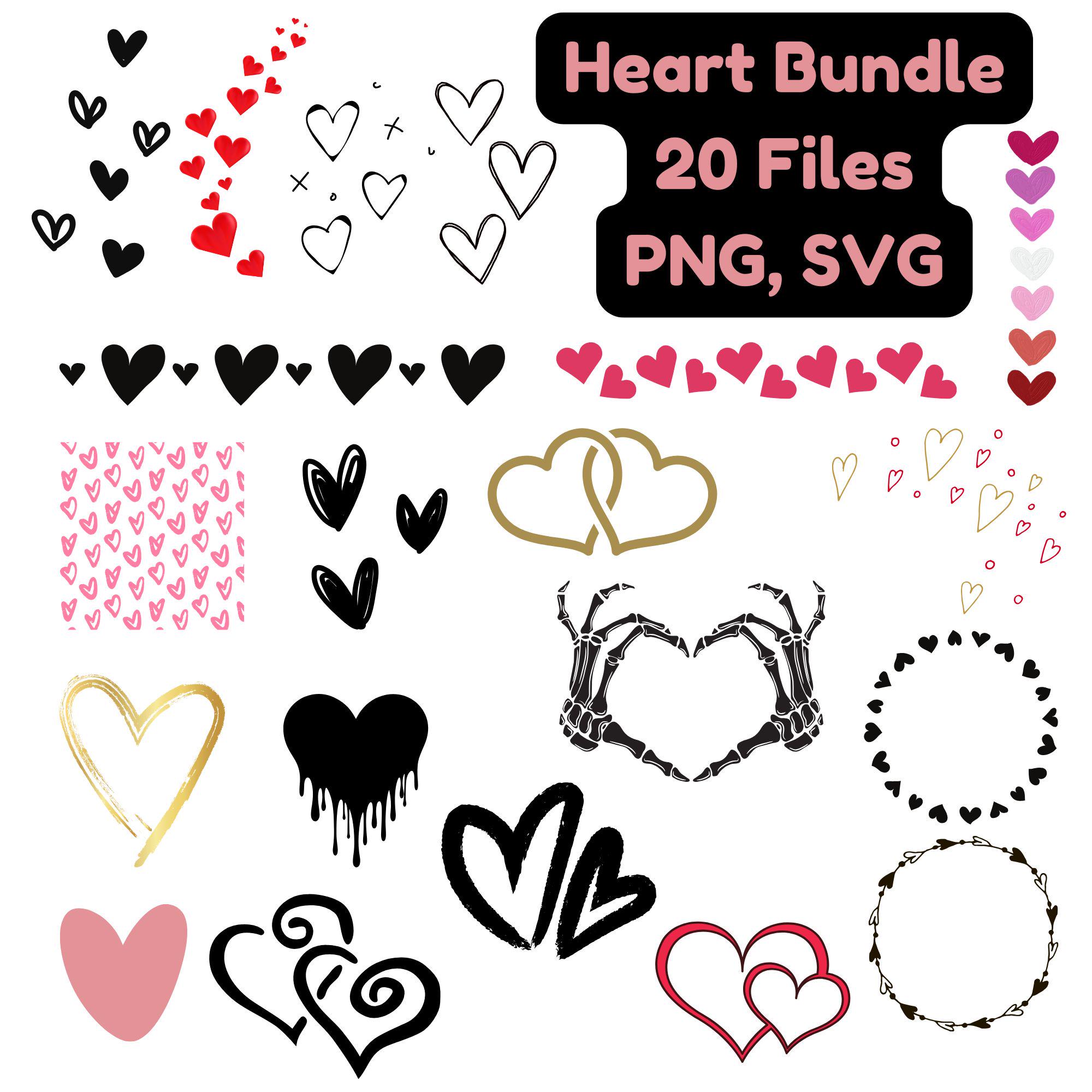 Hearts Bundle SVG, Hearts PDF Bundle, Hearts PNG Bundle, 20 Files ...