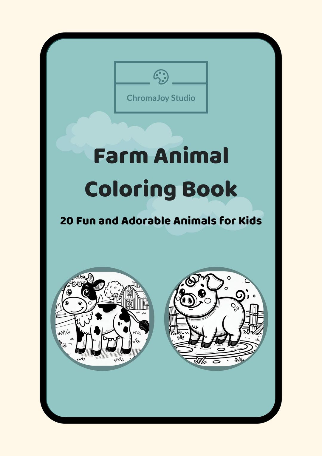 Farm Animals Coloring Book Fun and Creativity for Kids Ages 3-8 - Etsy