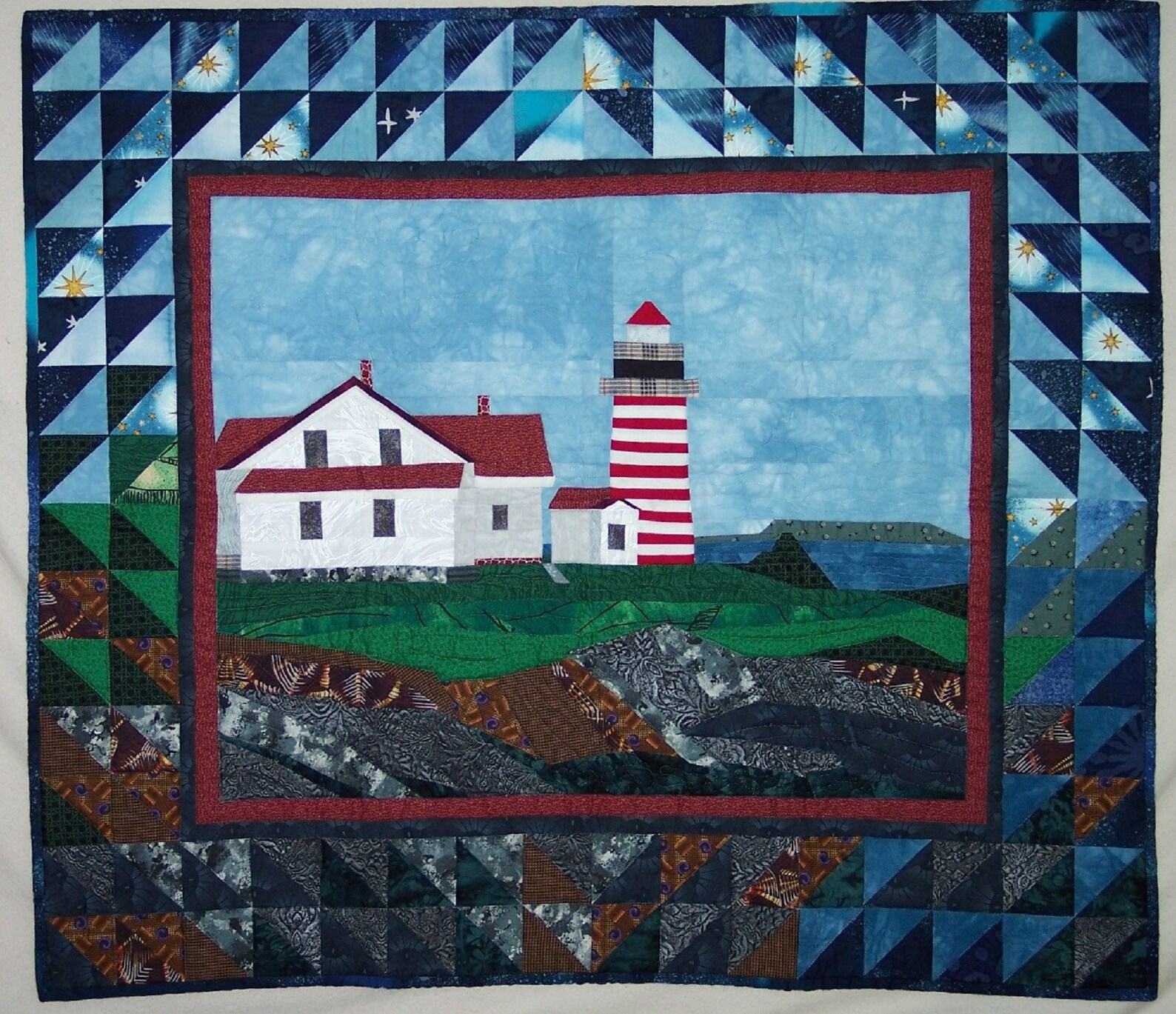 Lighthouse Quilt Pattern, West Quoddy Lighthouse, Pattern Quilted Wall ...