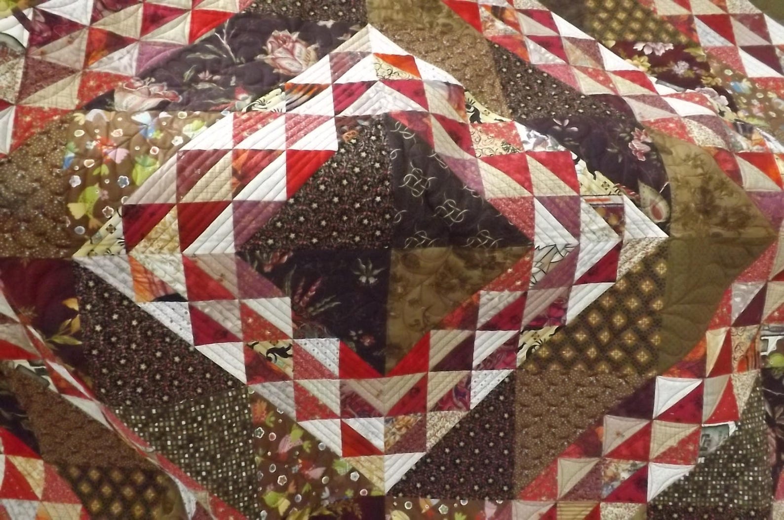 Twin/full Handmade Quilt Brown and Red Traditional Patchwork - Etsy