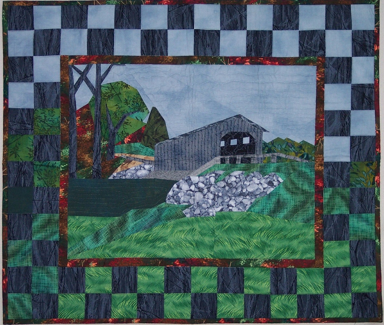 Quilt Pattern Covered Bridge Quilted Wall Hanging, Covered Bridge ...