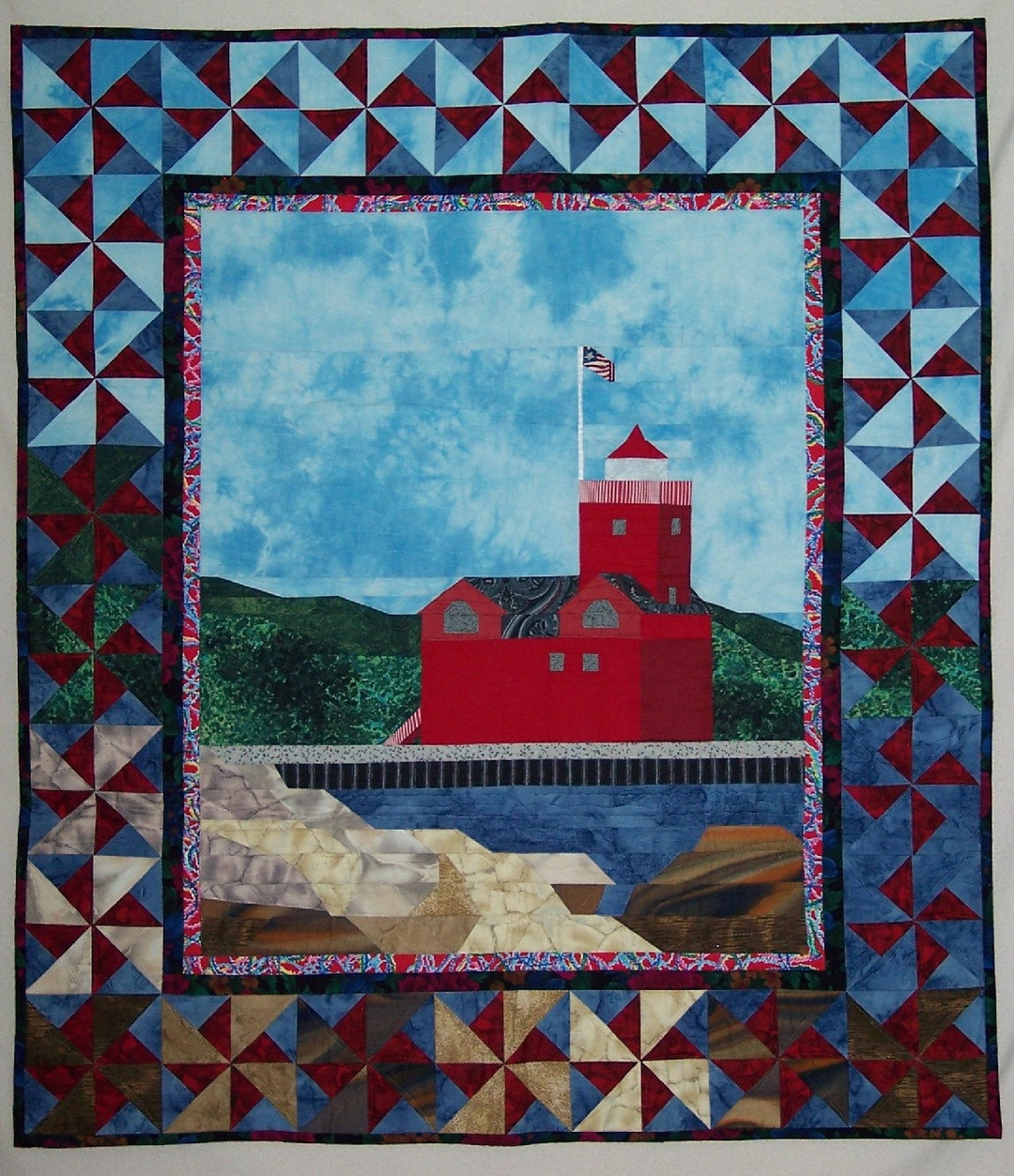 Quilted Wall Hanging Pattern, Lighthouse Quilt Pattern, Big Red ...