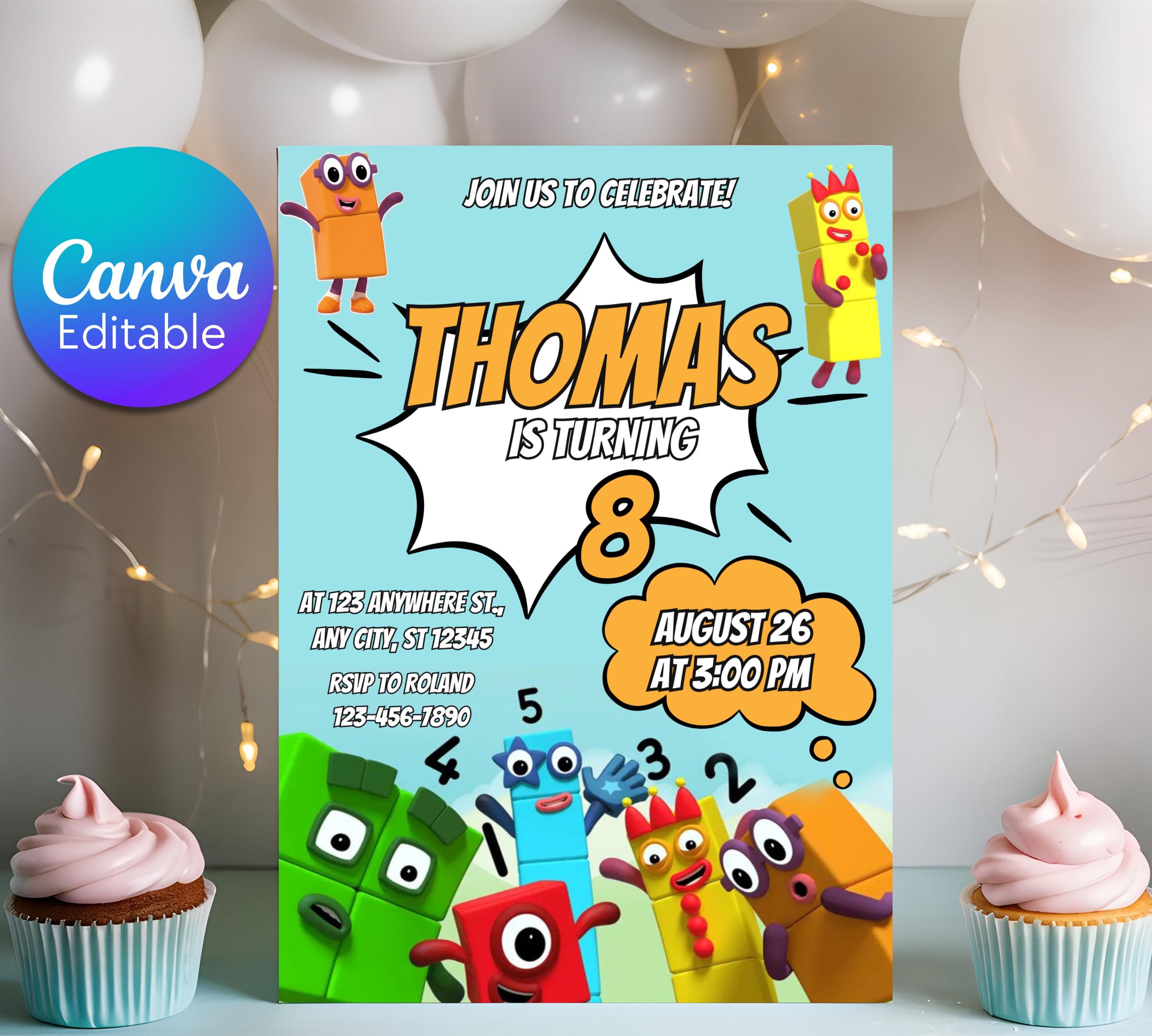 Editable Numberblocks Birthday Invitation, Number Blocks Kids Party ...