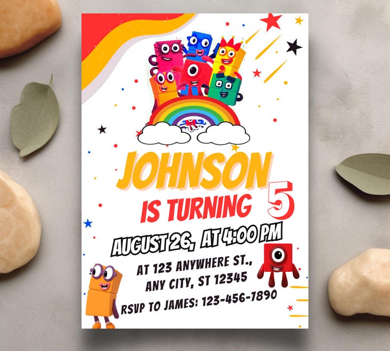 Numberblocks Birthday Invitation, Number Blocks Kids Party Invitation ...