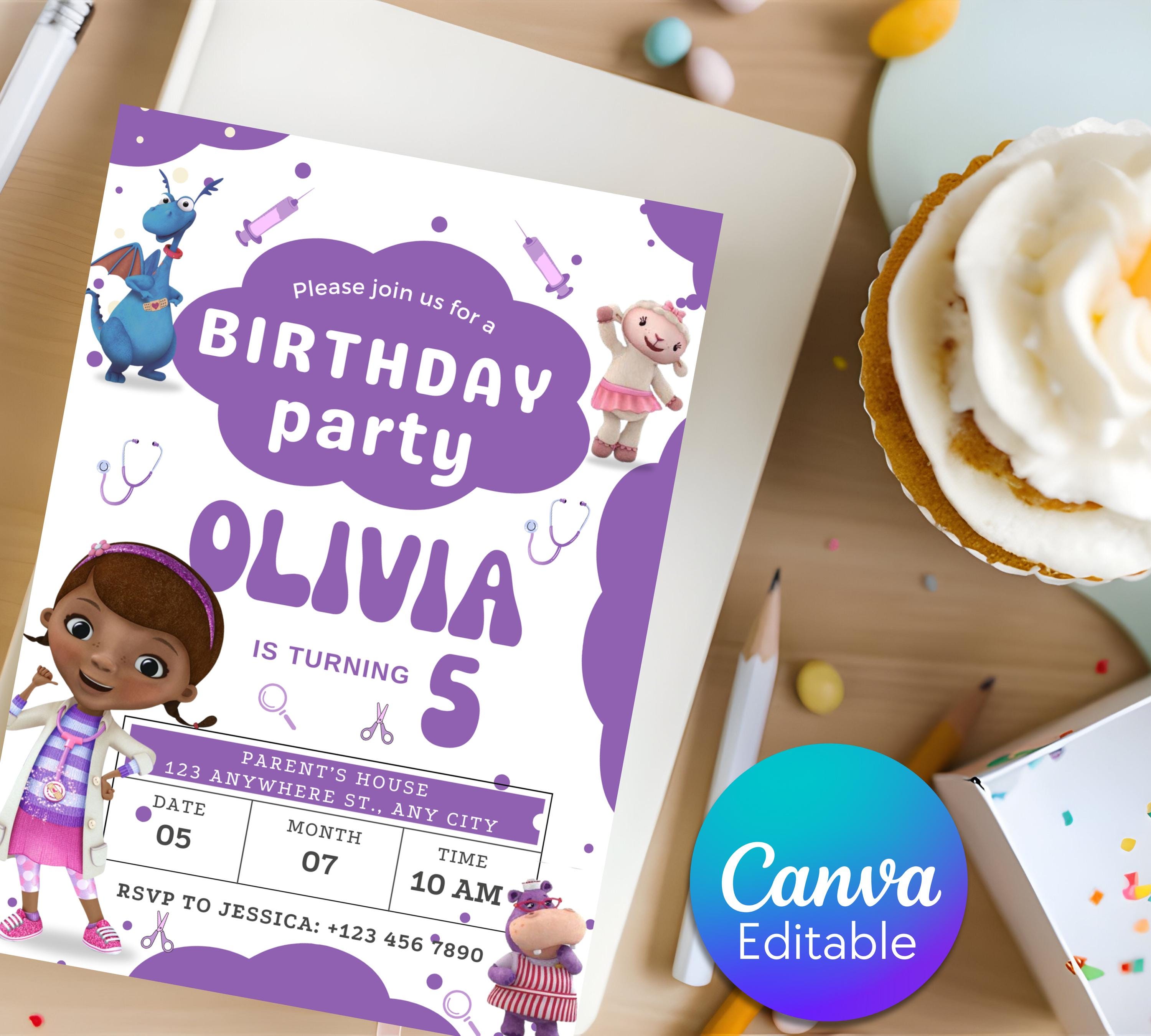 Doc Mcstuffins Birthday Invitation: Editable Kids Party Invite (digital ...