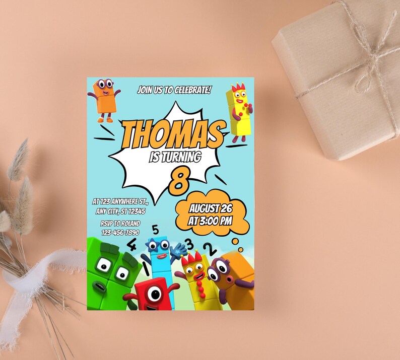 Editable Numberblocks Birthday Invitation, Number Blocks Kids Party ...